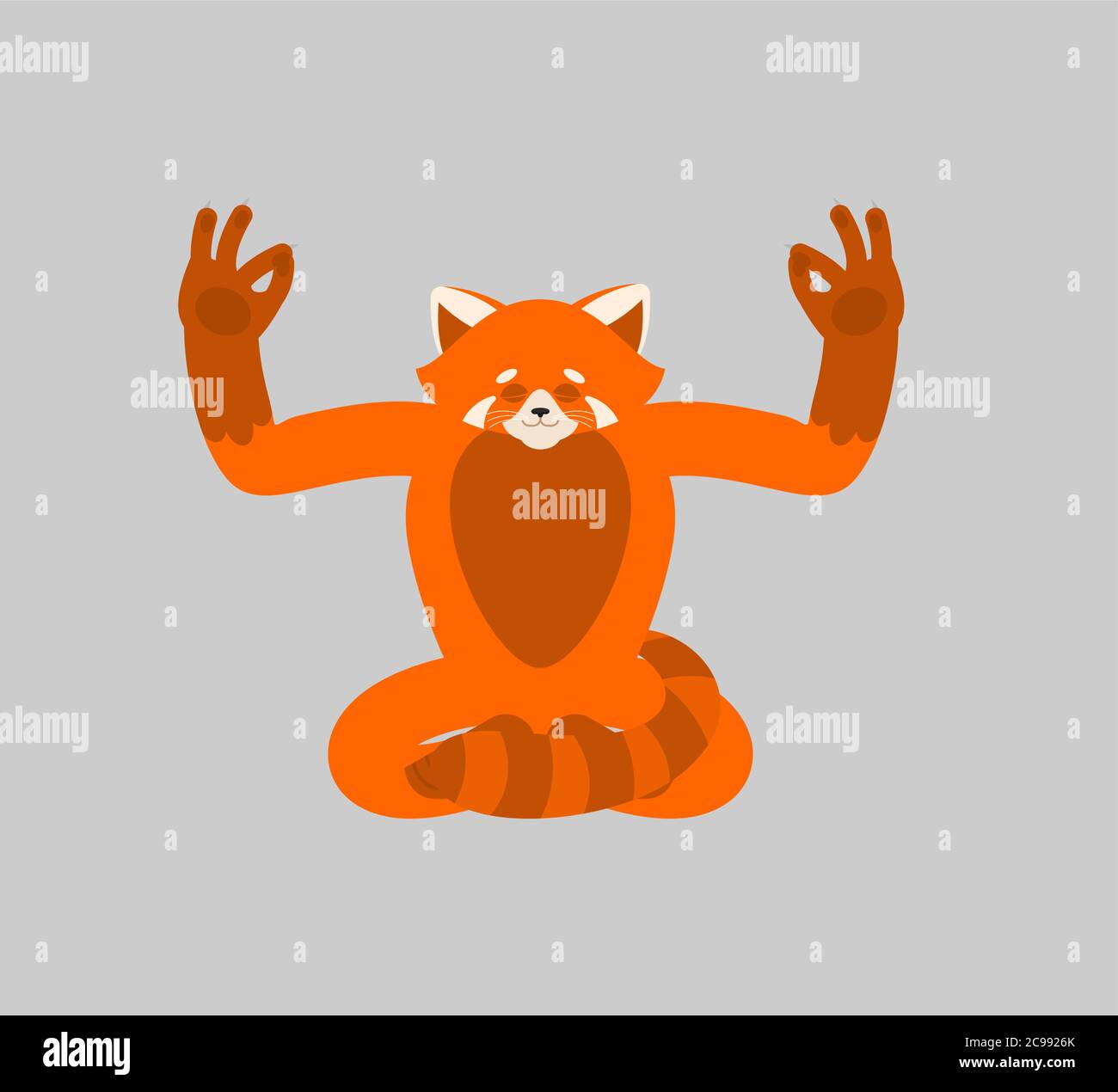 Red panda yoga. Wild animal yogi isolated. beast Relaxation and ...