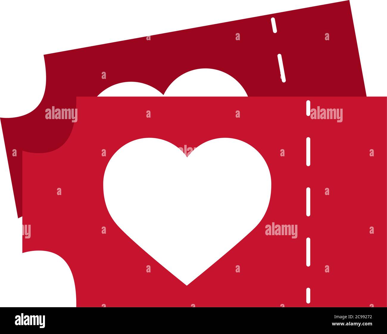 love heart romantic tickets flat style icon vector illustration Stock ...