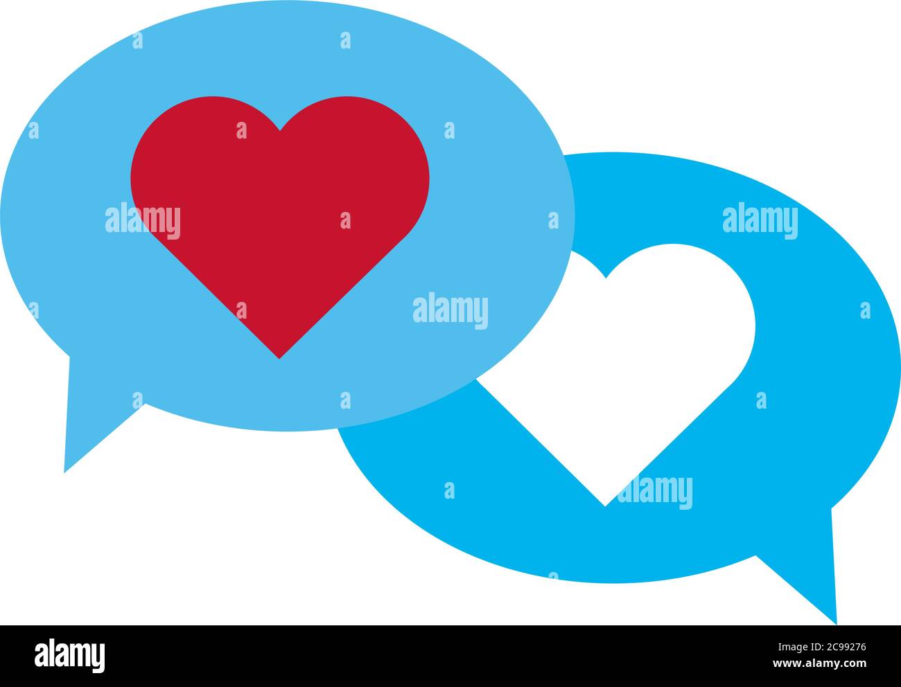 speech bubbles love hearts message romantic feeling flat style icon ...