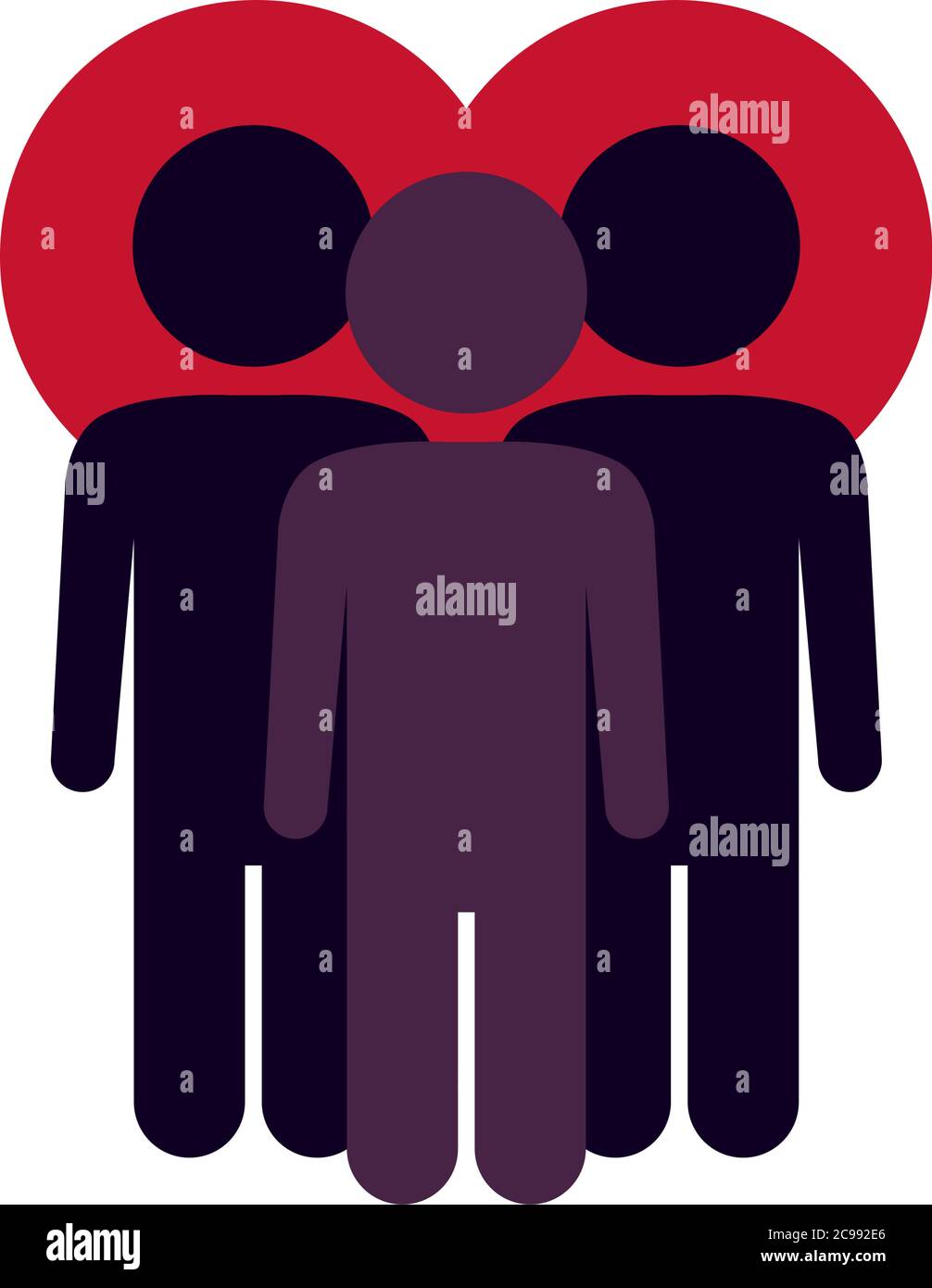 group people love heart teamwork care flat style icon vector ...