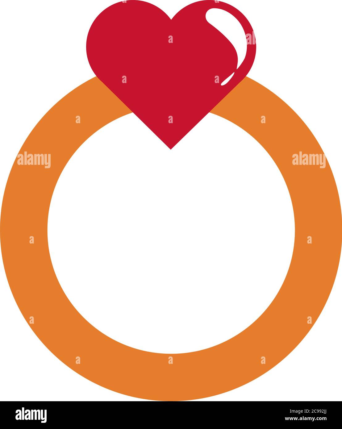 wedding ring with heart love romantic feeling flat style icon vector ...