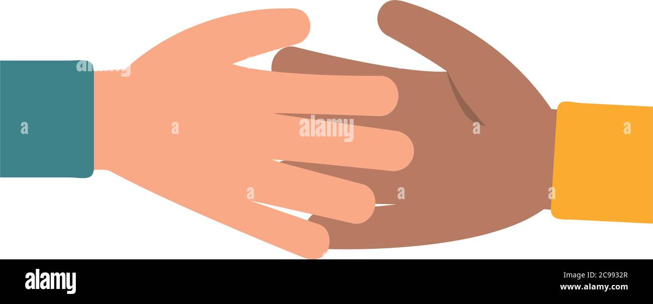 handshake gesture diverse people team flat style icon vector ...