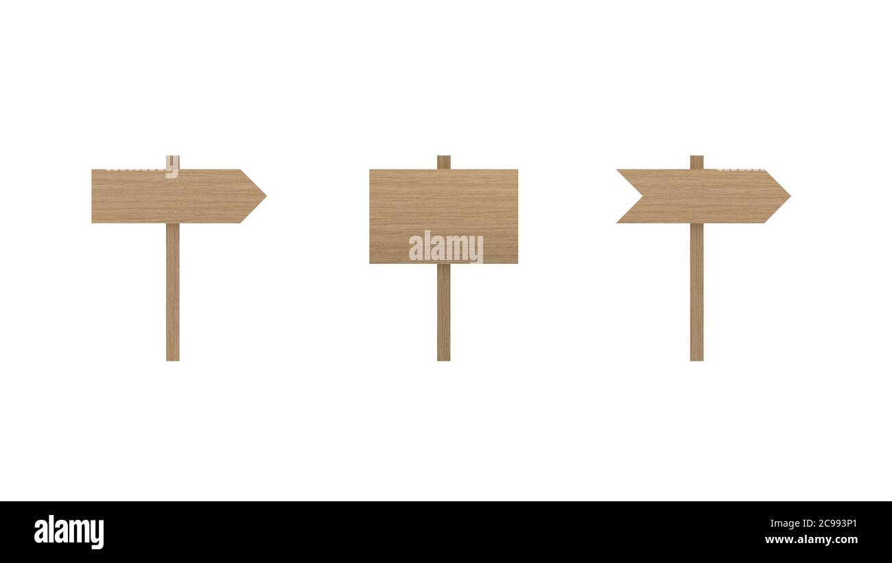 Wood sign boards set isolated on white background with clipping path ...