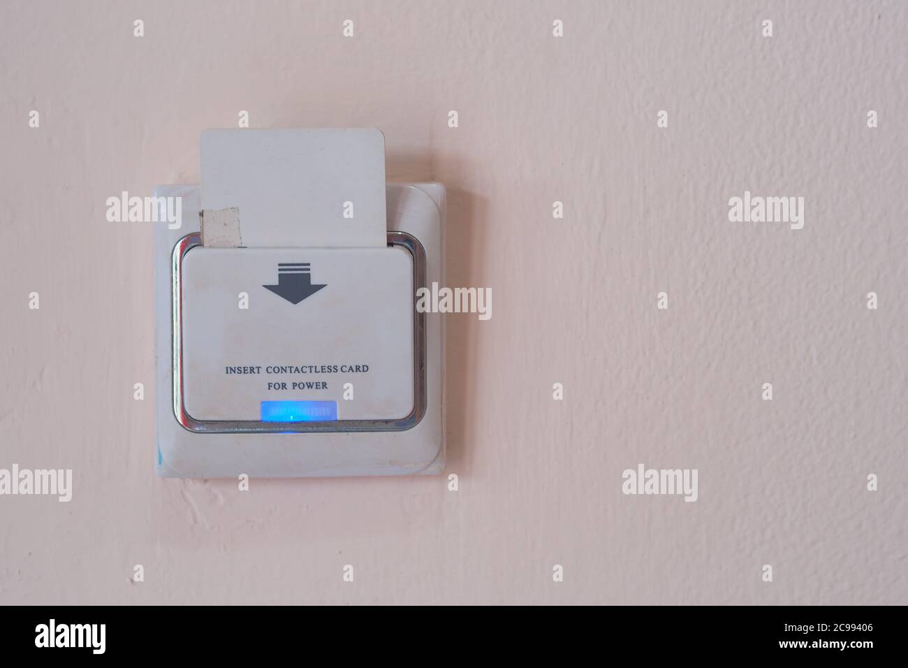 Insert Old key card in electronic lock and unlock in hotel, Emergy ...