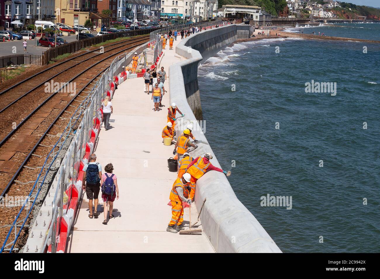 The sea wall which protects the main rail link from the south west ...