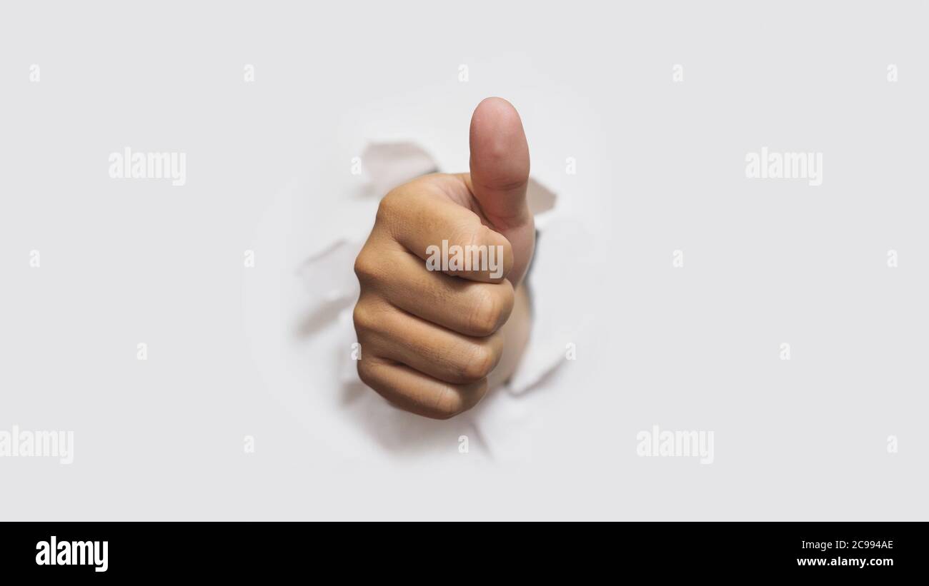 Good hand, Good Job, Show Thumbs up for agreement sign on White ...