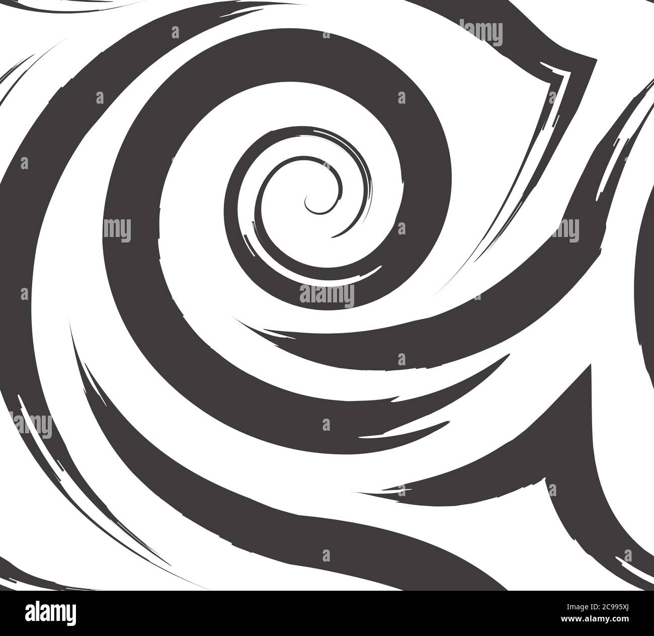 Vector Seamless Pattern Spirals Lines Drawn Brush Black Lines Texture ...