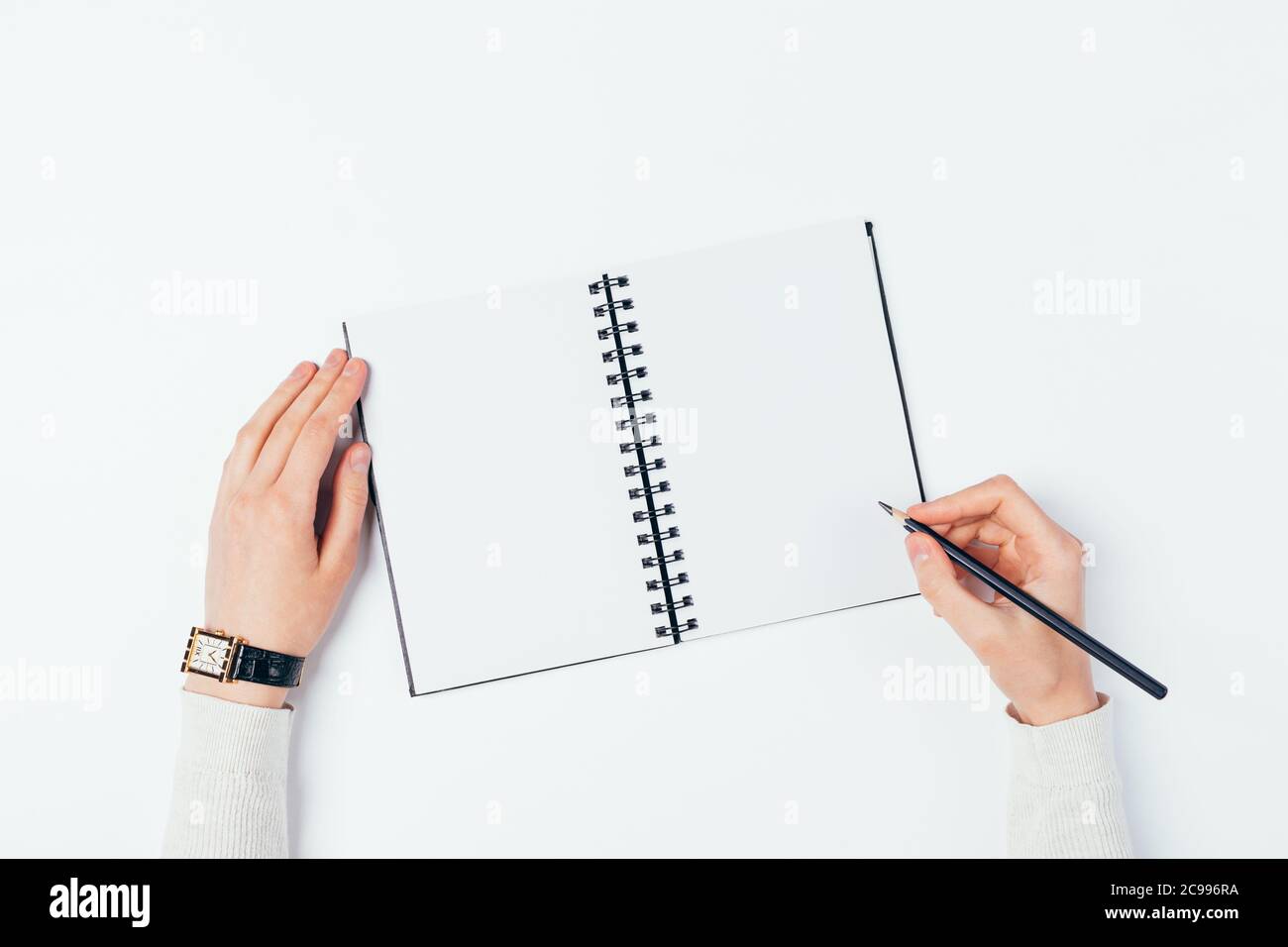 Female hands open white mockup hi-res stock photography and images - Alamy