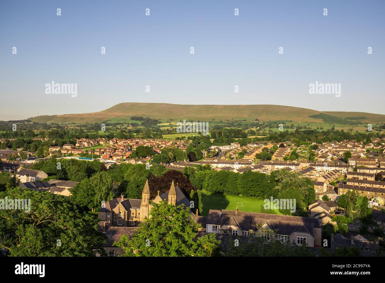 View of the ribble valley and pendle hill. Viewpoint from Clitheroe ...