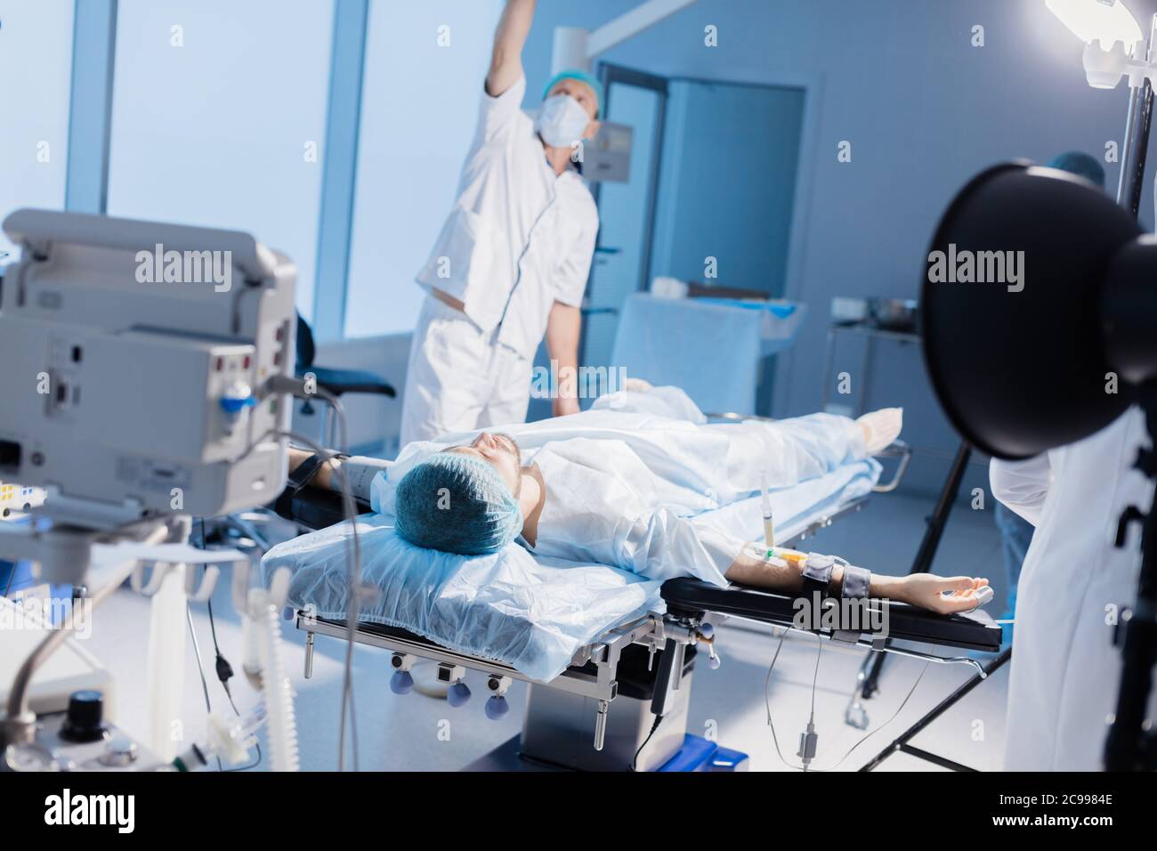 Professional team of anesthetists at work. The choice of anesthesia is ...