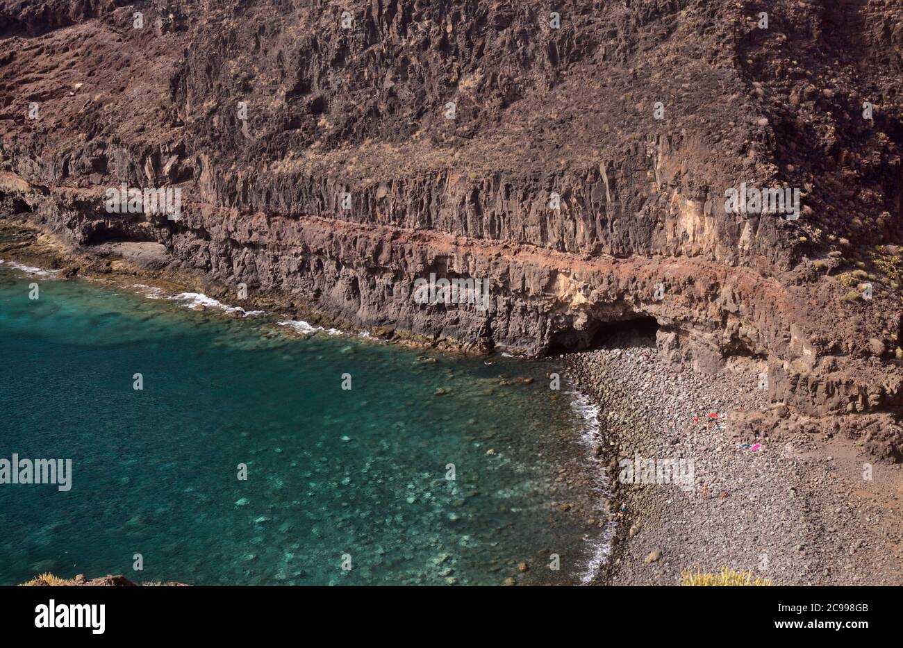 Gran Canaria, steep eroded coast line of Agaete municipality, path to ...