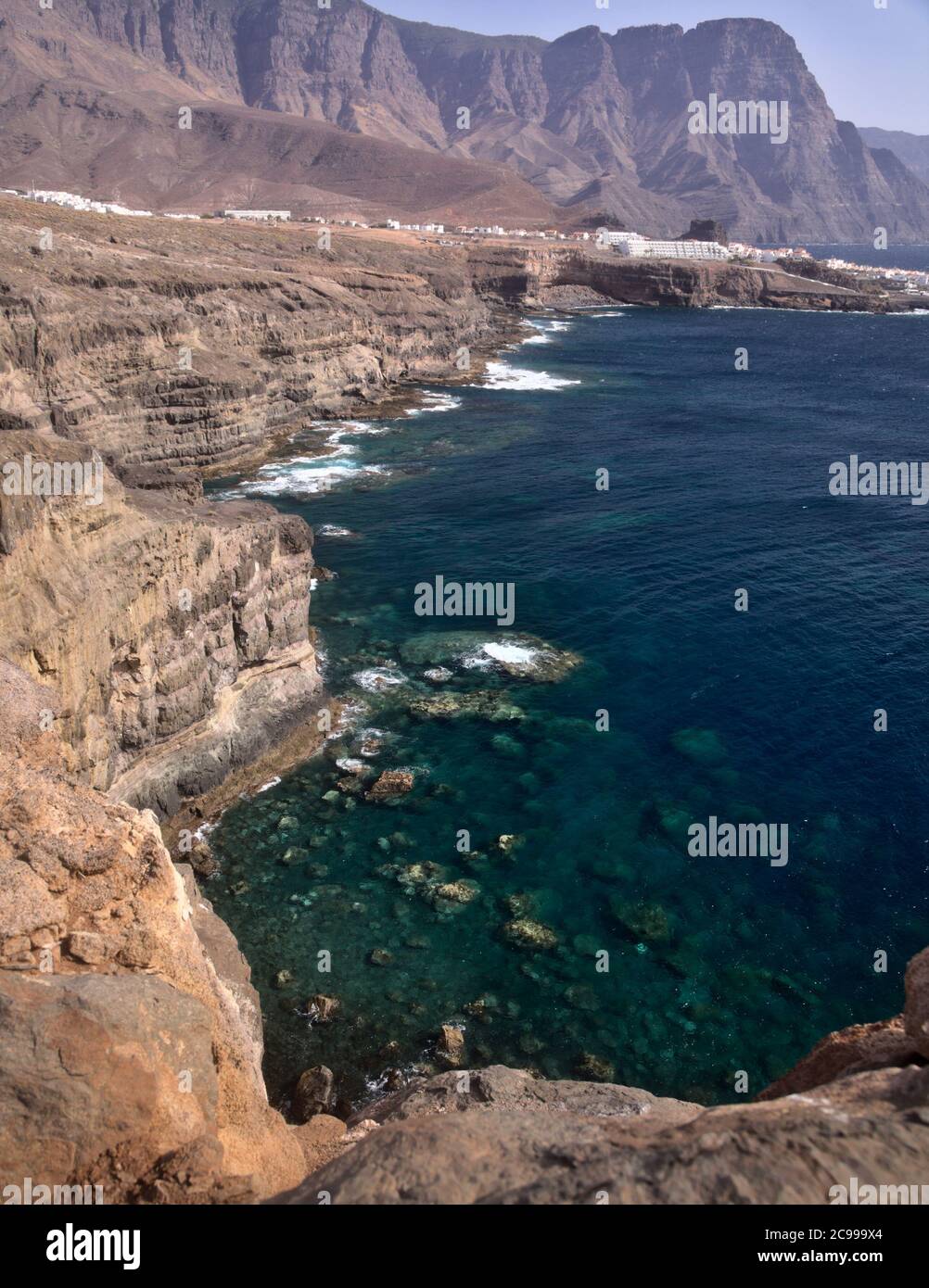 Gran Canaria, steep eroded coast line of Agaete municipality, path to ...