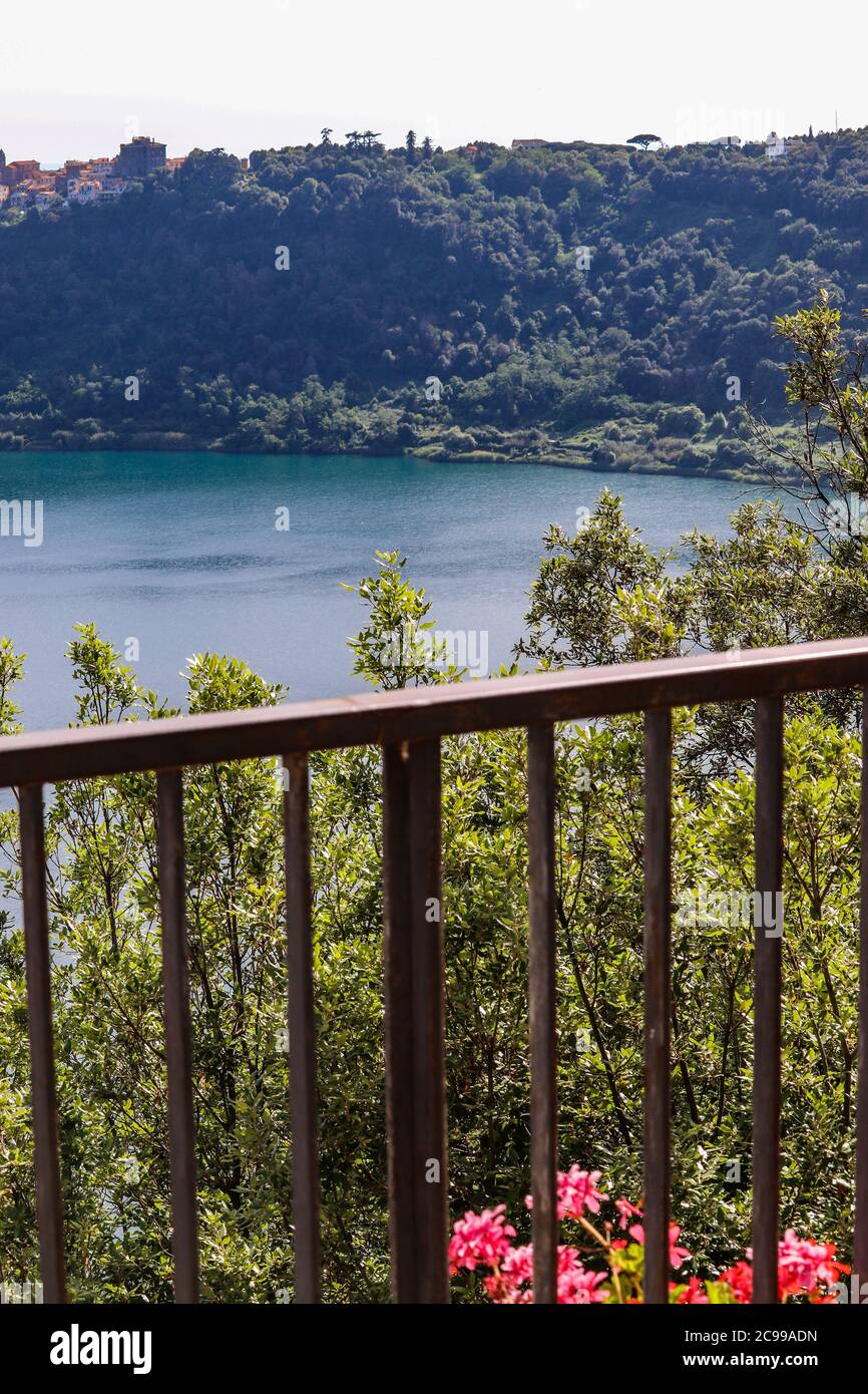 The lake of Nemi, in the province of Rome, in the Roman castles, Italy ...
