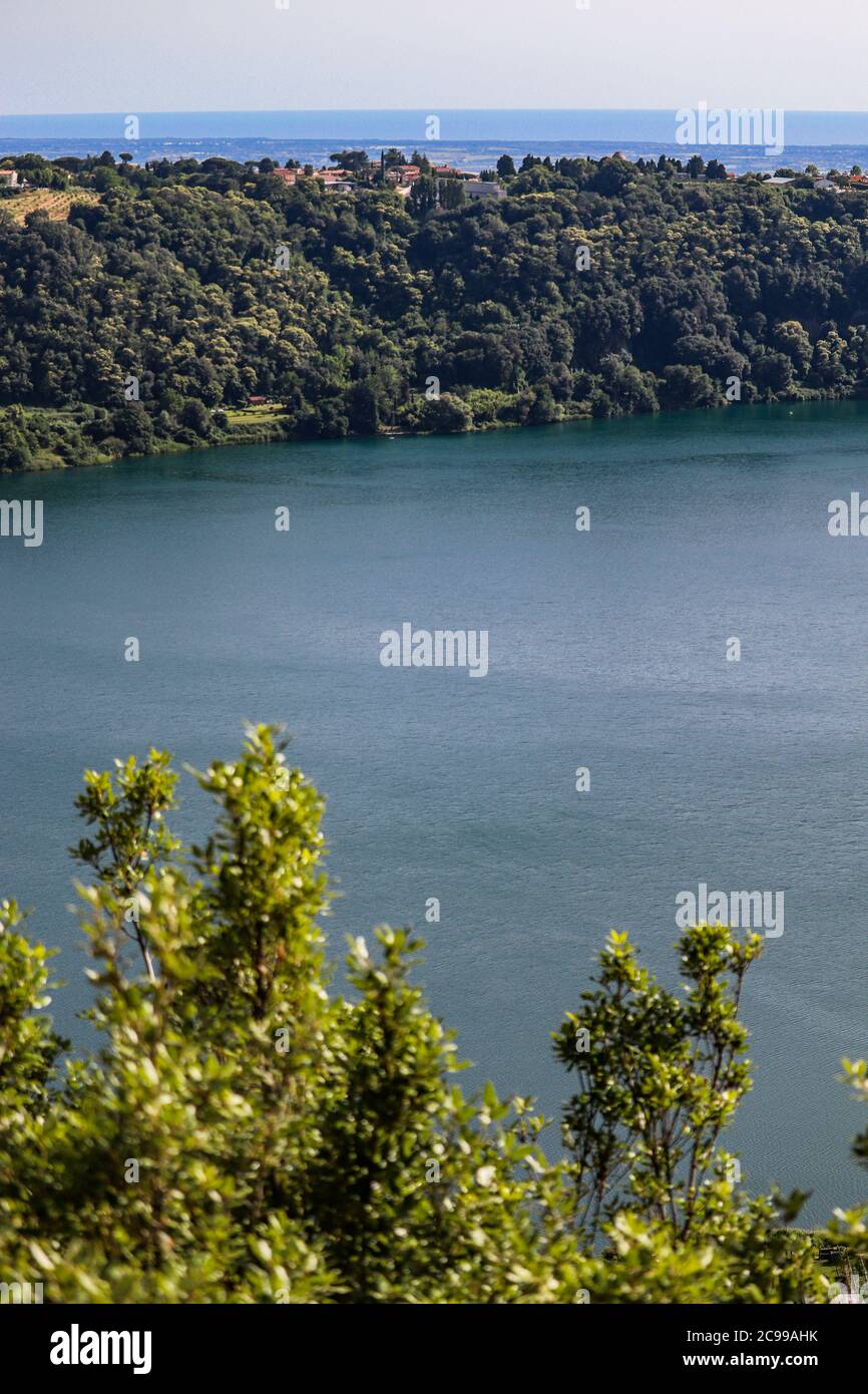 The lake of Nemi, in the province of Rome, in the Roman castles, Italy ...