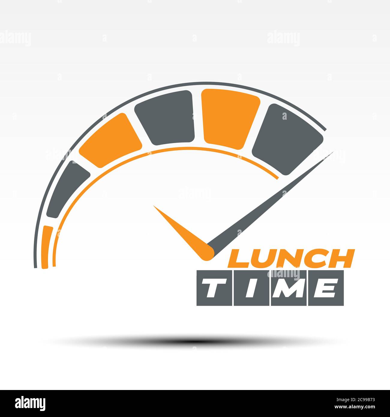 LUNCH TIME. Conceptual vector illustration with a dial and inscription ...