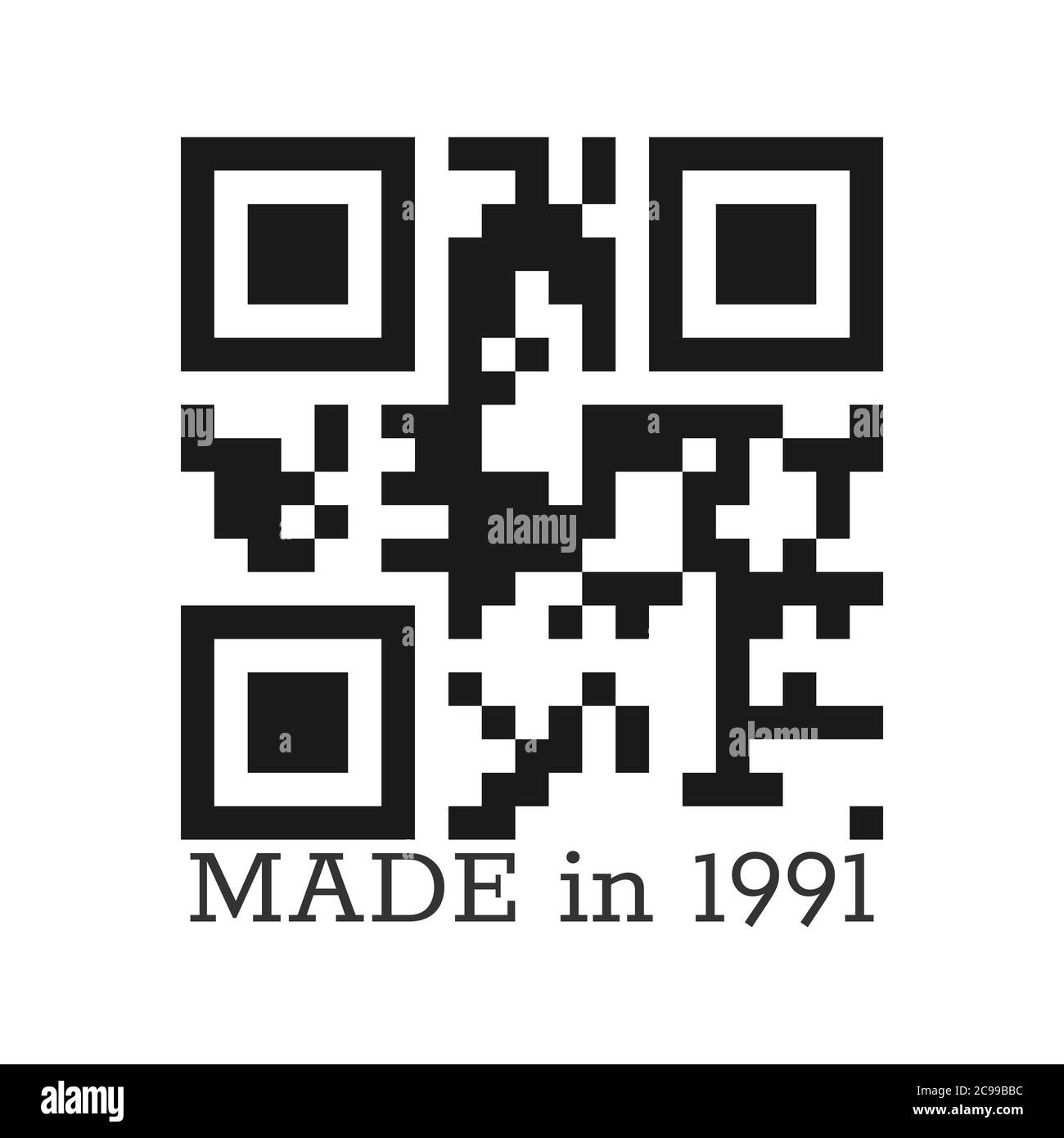 Made in 1991. Vector stylized lettering with a real QR code. Vector ...