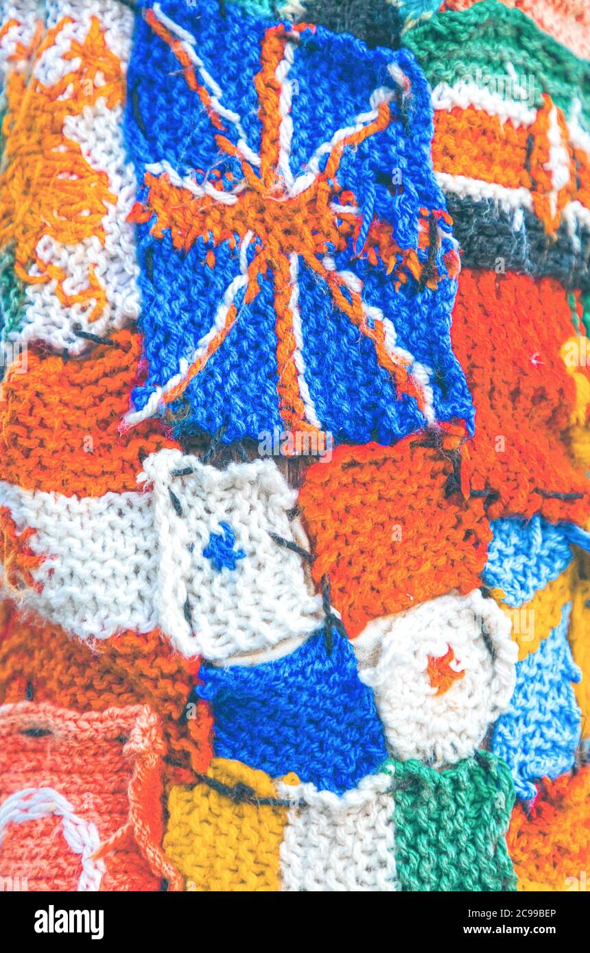 Knitted flags of the world featuring the British Union Flag Stock Photo ...