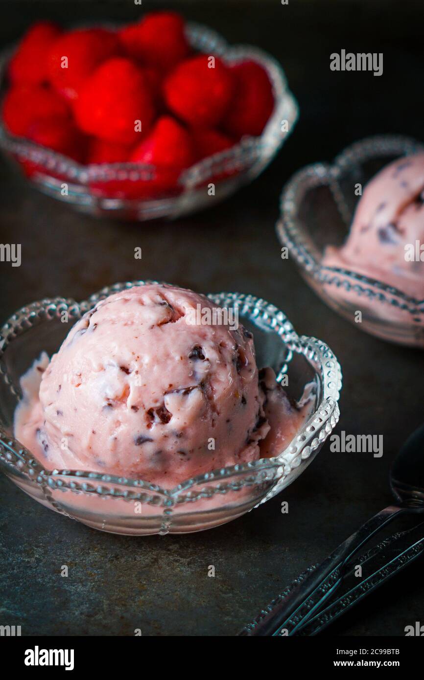 Chocolate Raspberry Ice Cream Stock Photo - Alamy