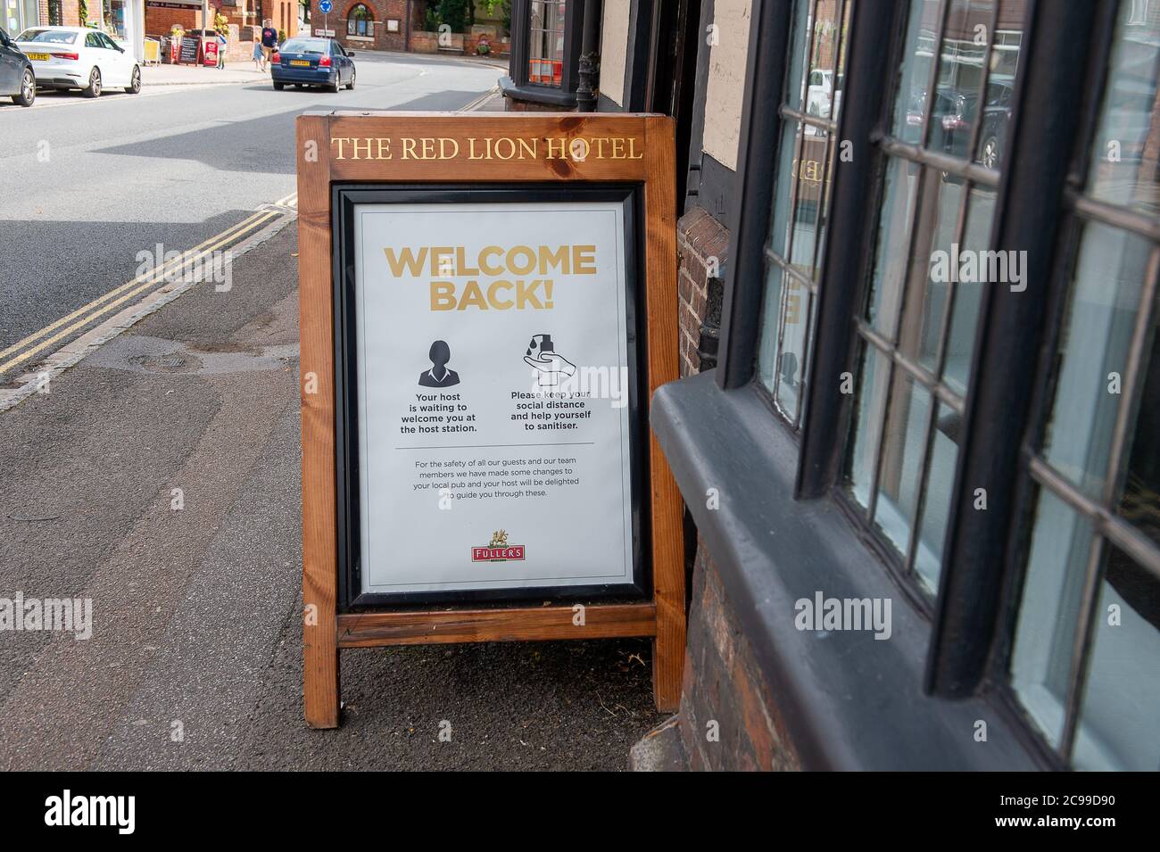 Wendover, Buckinghamshire, UK. 28th July, 2020. A welcome back sign ...