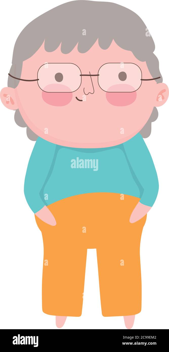 grandparents day, cartoon grandfather character family isolated icon ...