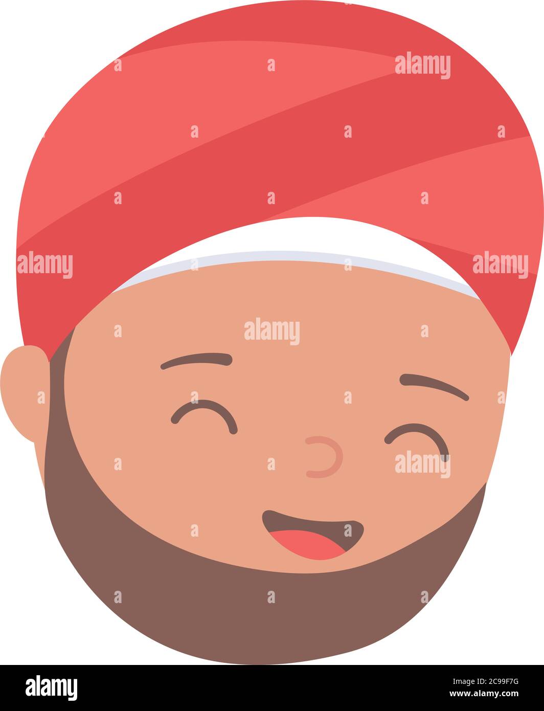 muslim man in traditional turban man face cartoon character isolated ...