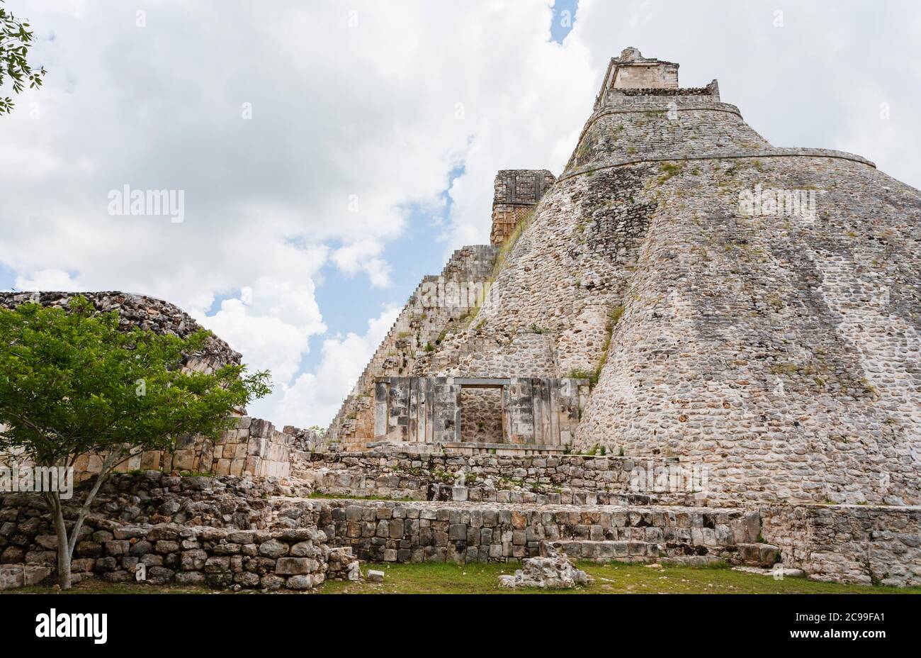 Pyramid of the Magician, Uxmal, an ancient Mesoamerican Mayan city and ...