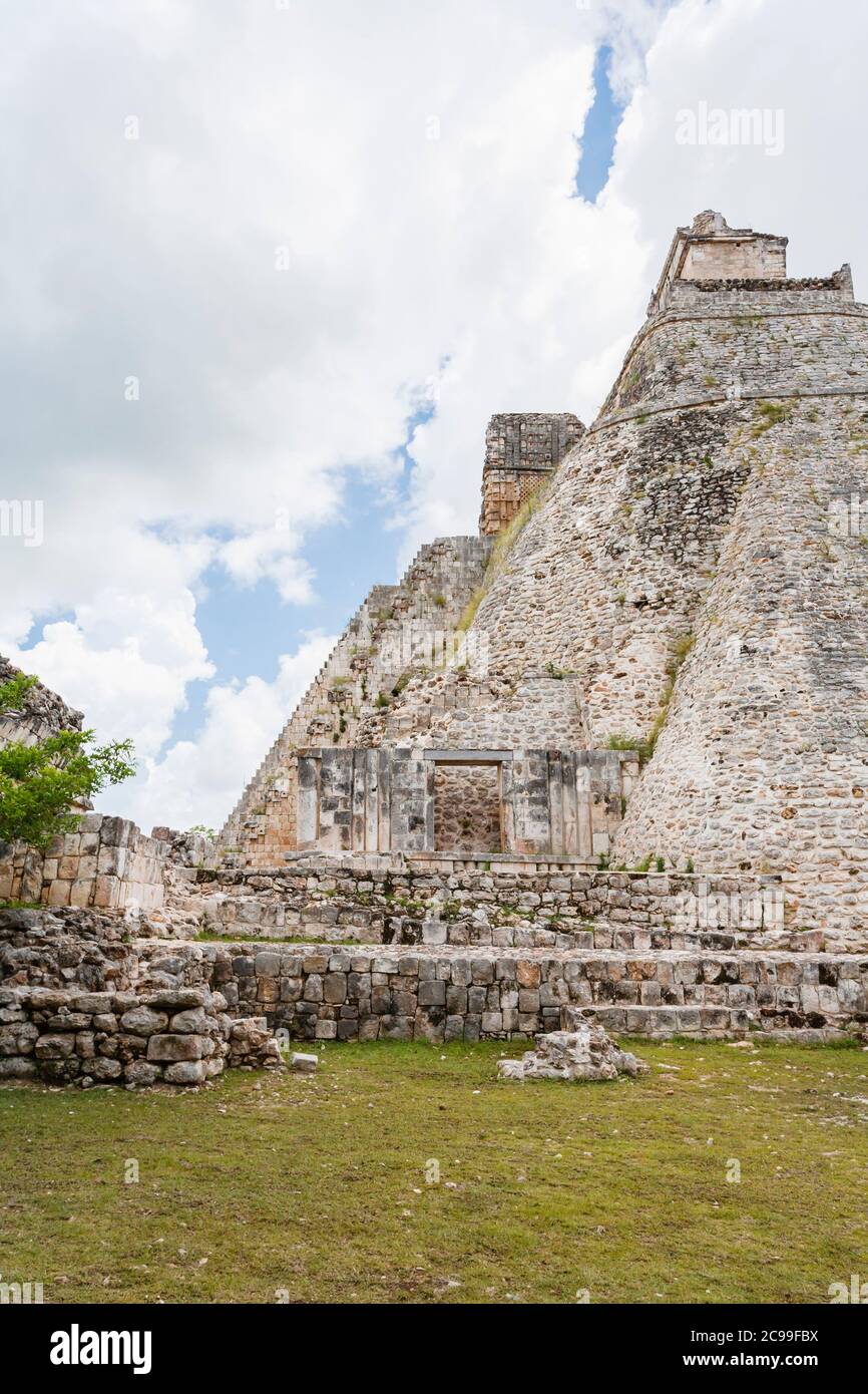 Pyramid of the Magician, Uxmal, an ancient Mesoamerican Mayan city and ...