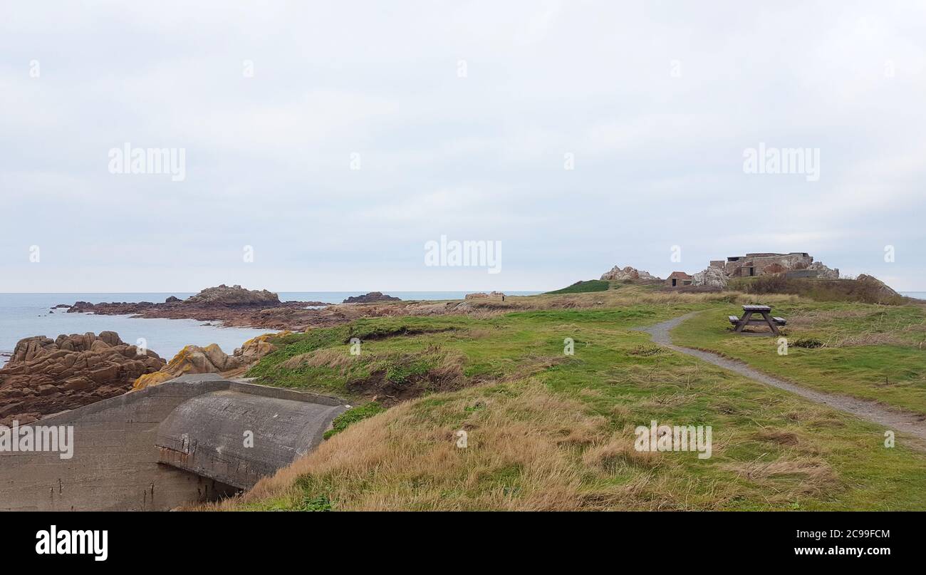 Grandes Rocques Fort, Castel, Guernsey Channel Islands Stock Photo - Alamy