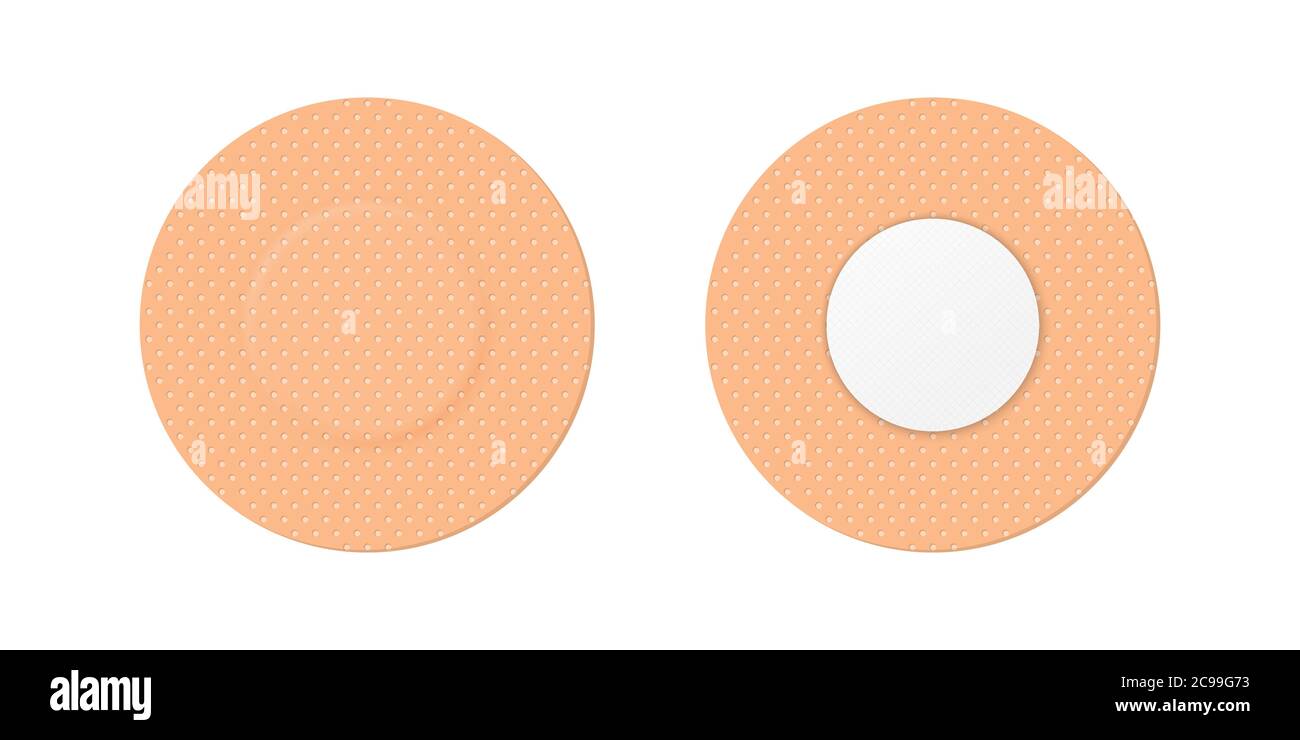 Vector 3d Realistic Round Medical Patch Icon Set Closeup Isolated on White Background. Design ...