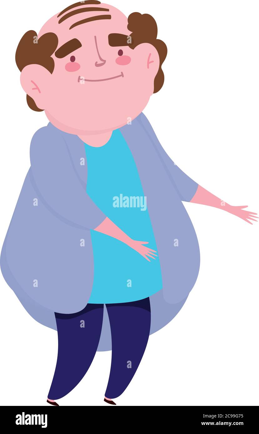 grandparents day, grandpa standing character cartoon isolated icon ...