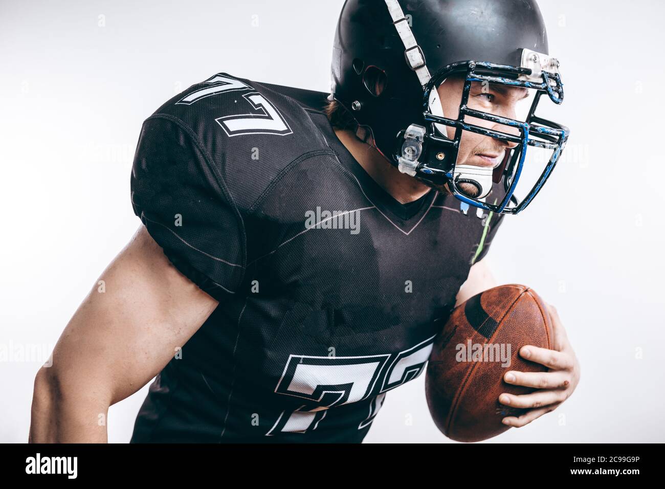 Isolated motion shot of American Football Quarterback player in ...