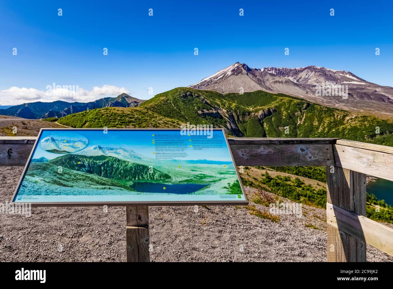 Interpretive sign describing the eruption in Mount St. Helens National ...