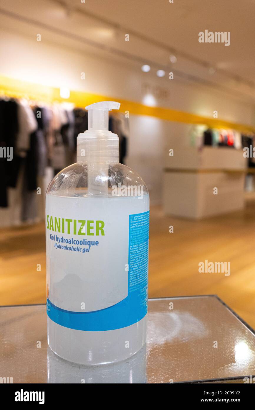 Blue hand sanitizer against viruses for medical design. Coronavirus ...