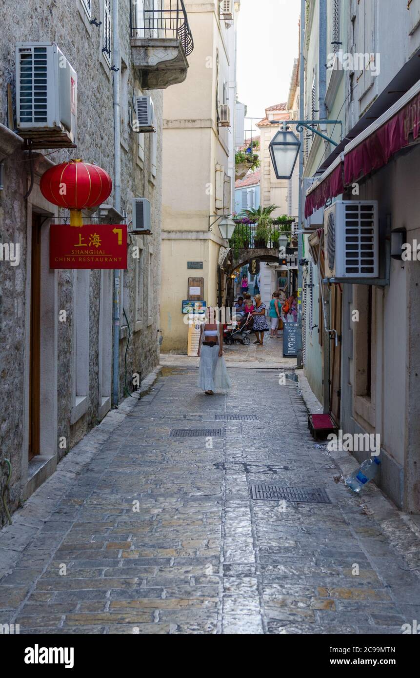 View of small street in Old Town Stock Photo - Alamy