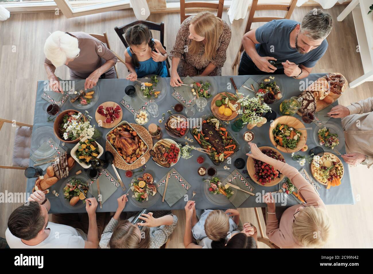 Big Family Dinner At Home