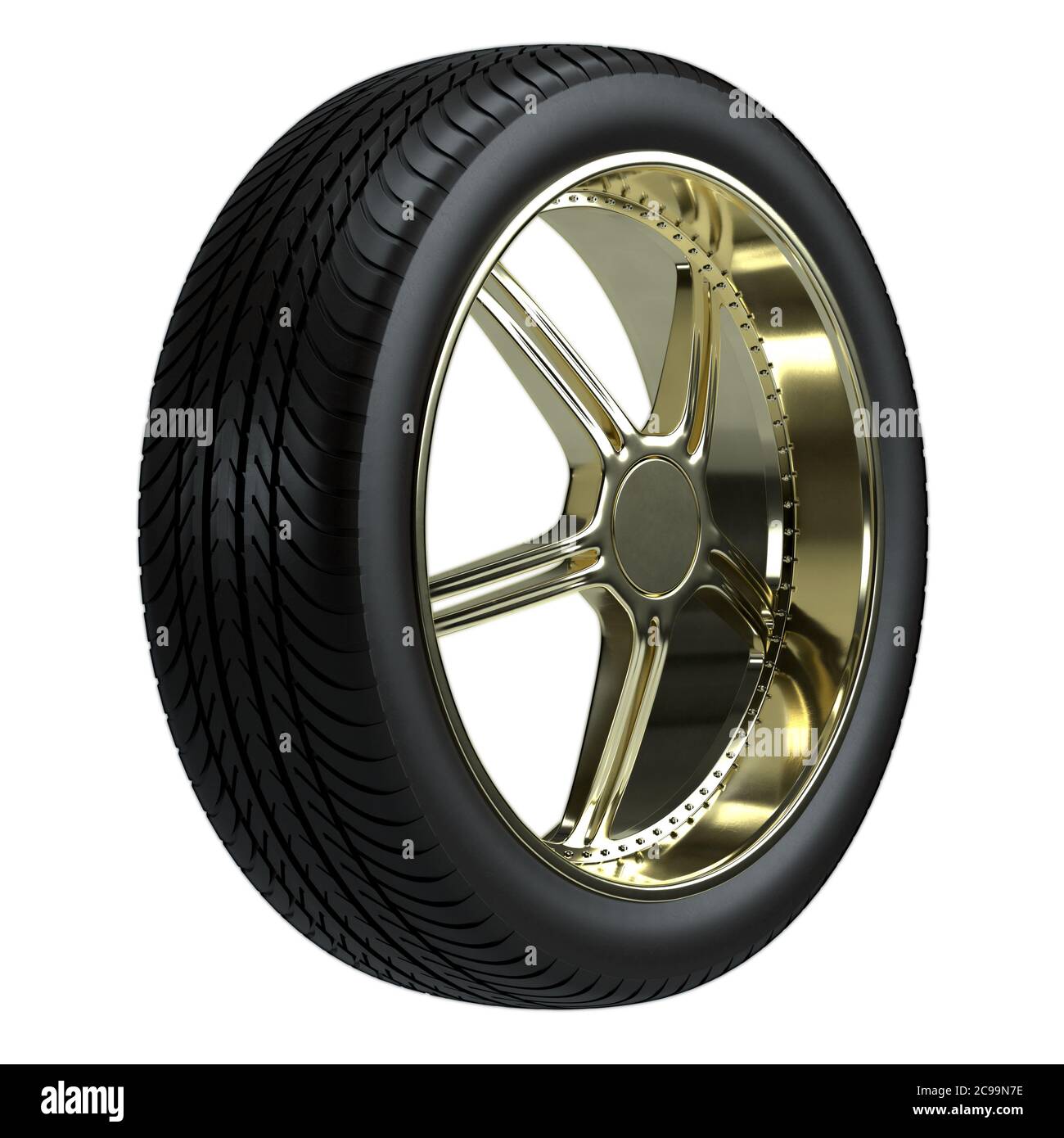 Car wheel isolated on white background. 3D rendering Stock Photo - Alamy