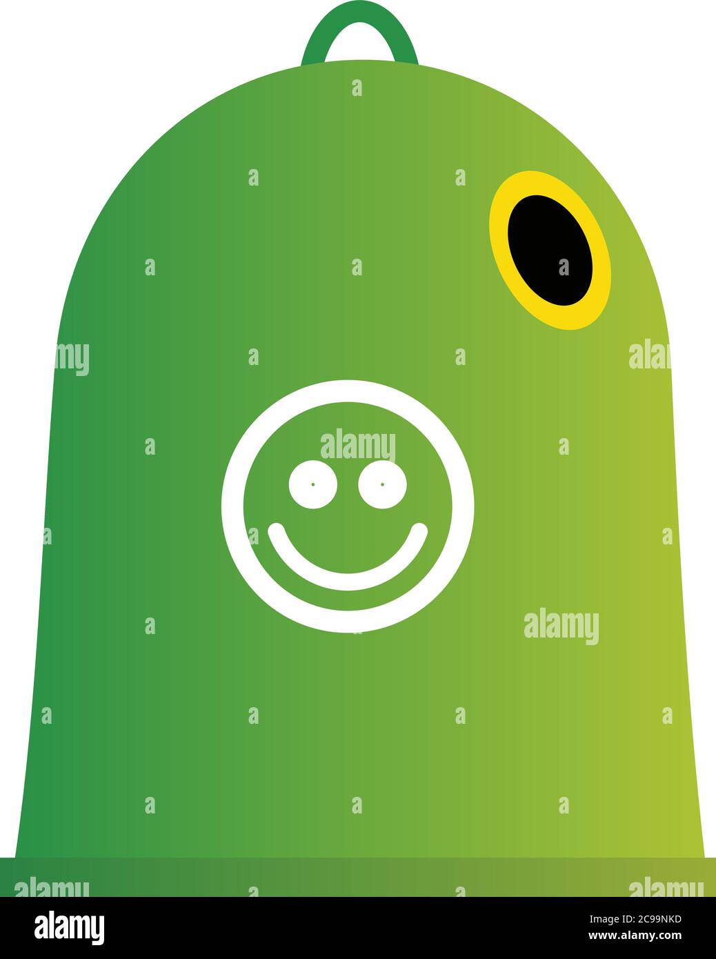 Vector illustration. Glass cointainer in green with smile emoji in ...