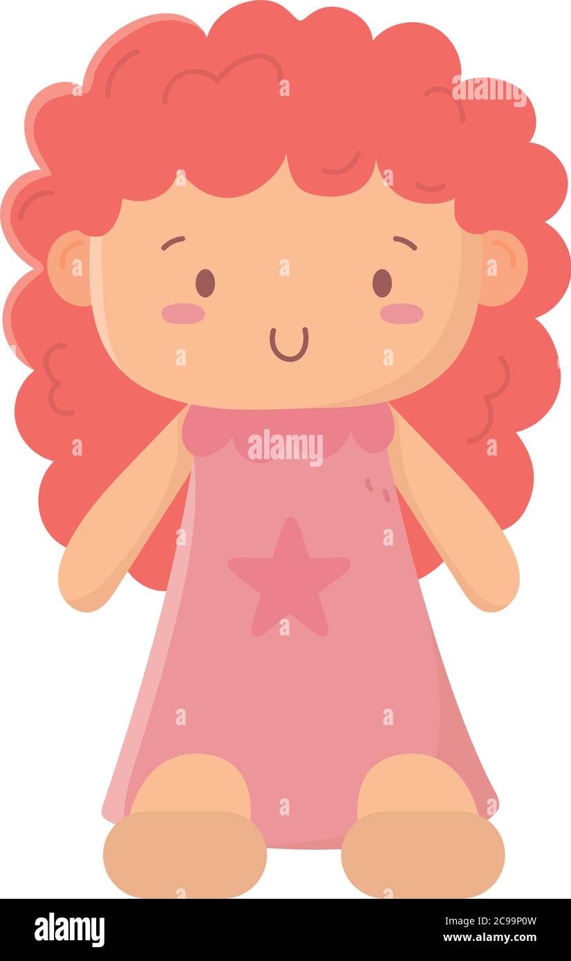 kids toys cute little doll isolated icon design white background vector ...
