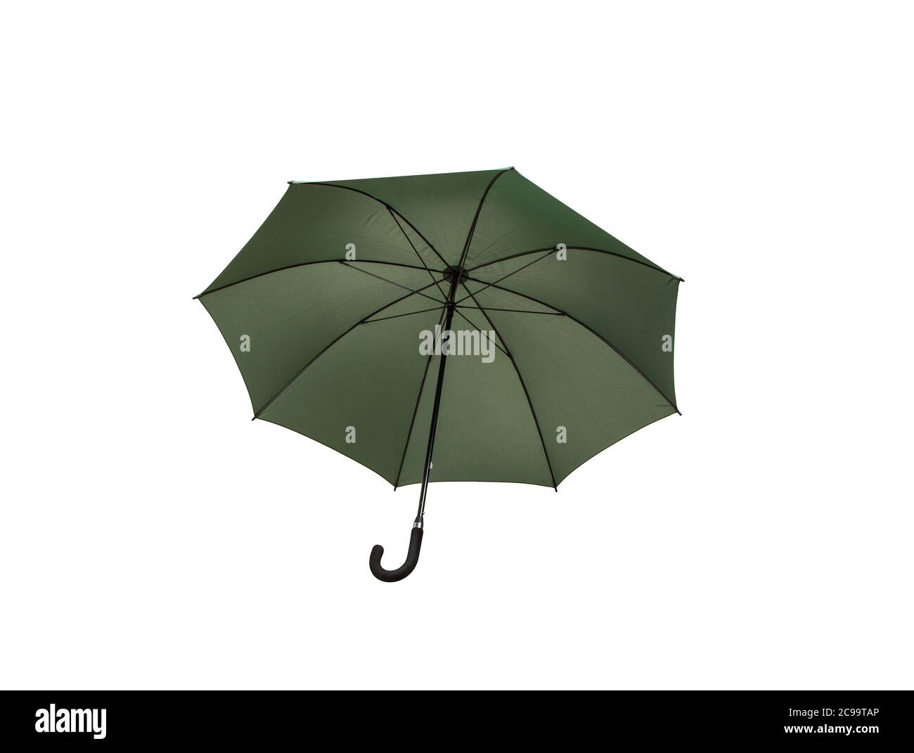 Large umbrella for rain and sun. Olive color umbrella isolate on a ...