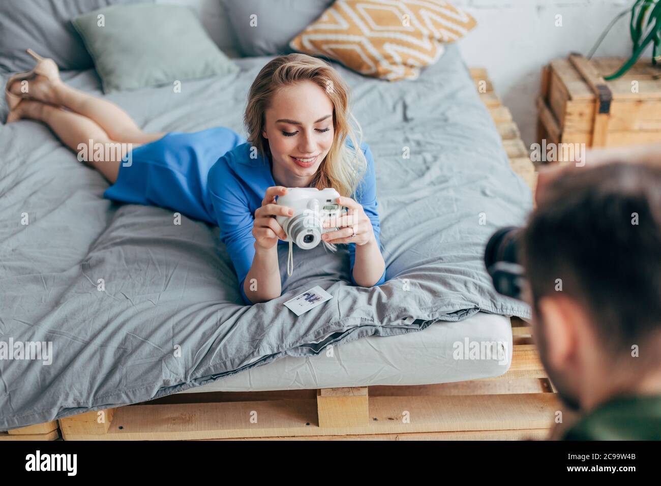 crazy photographers having fun indoors, close up photo Stock Photo - Alamy
