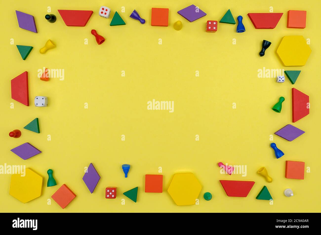 Geometric shapes, dice and chips.Figures for games and training Stock ...