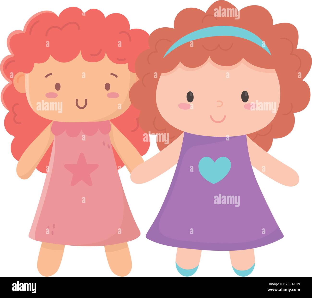 kids toys cute little dolls object amusing cartoon isolated design ...