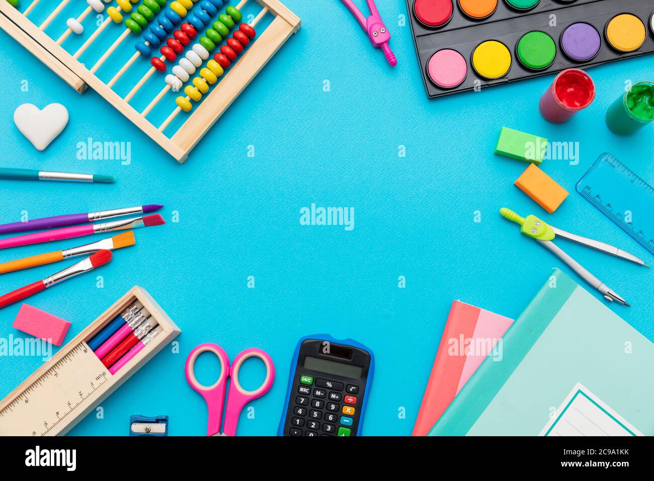 Blue school supplies hi-res stock photography and images - Alamy