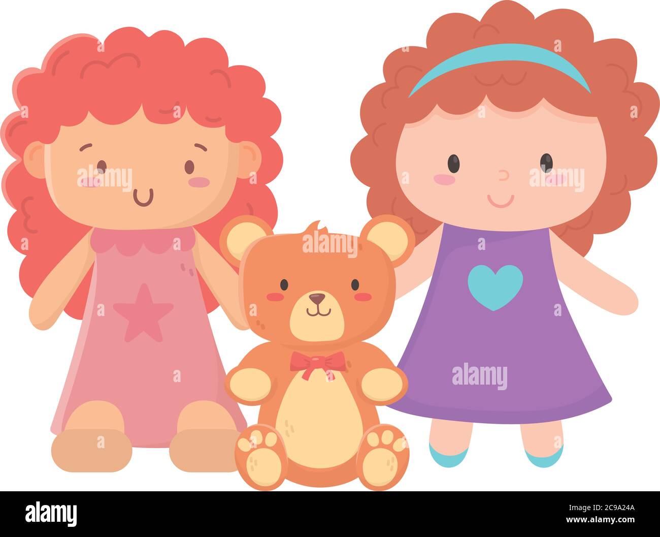 kids toys object amusing cartoon cute little dolls and teddy bear ...