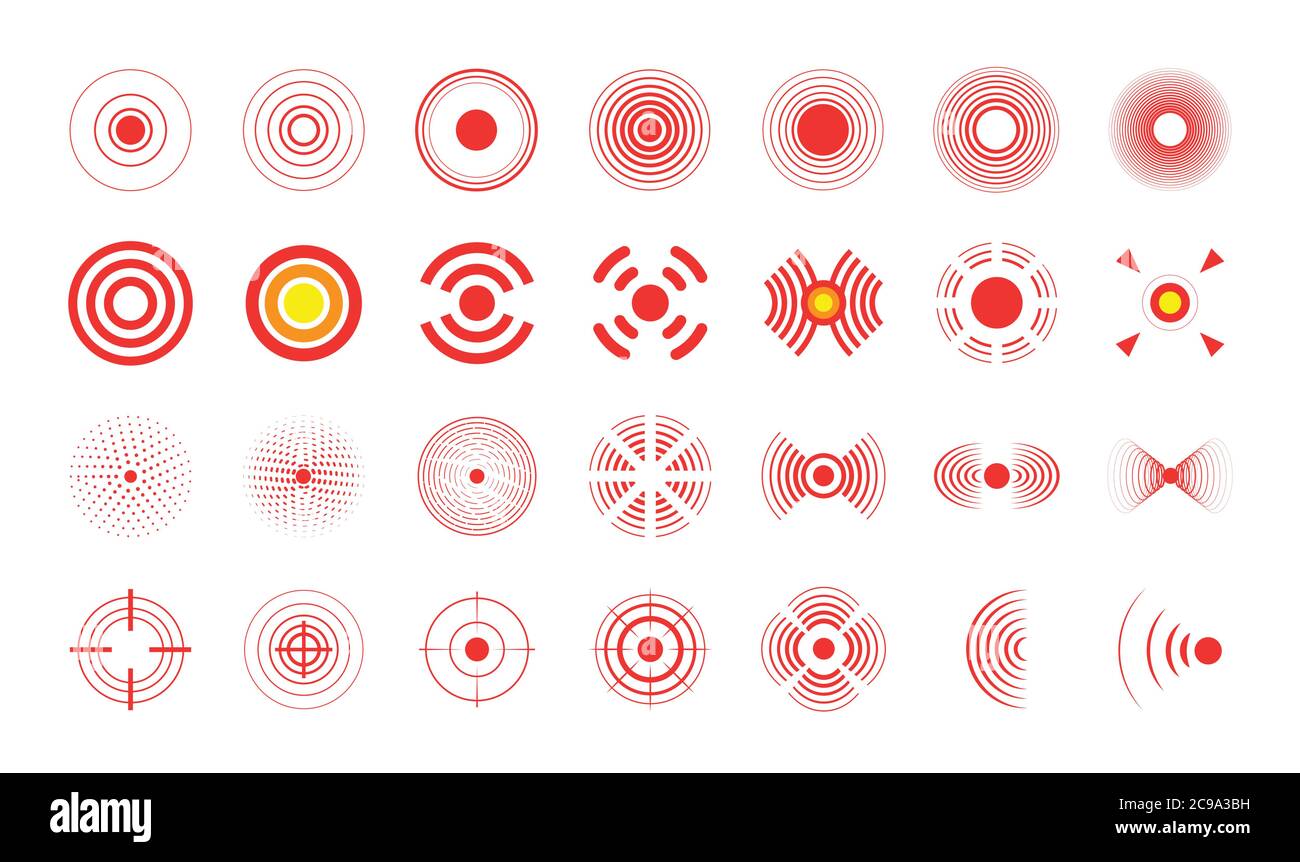 Pain circles. Vector set of medical icons to illustrate radial target ...