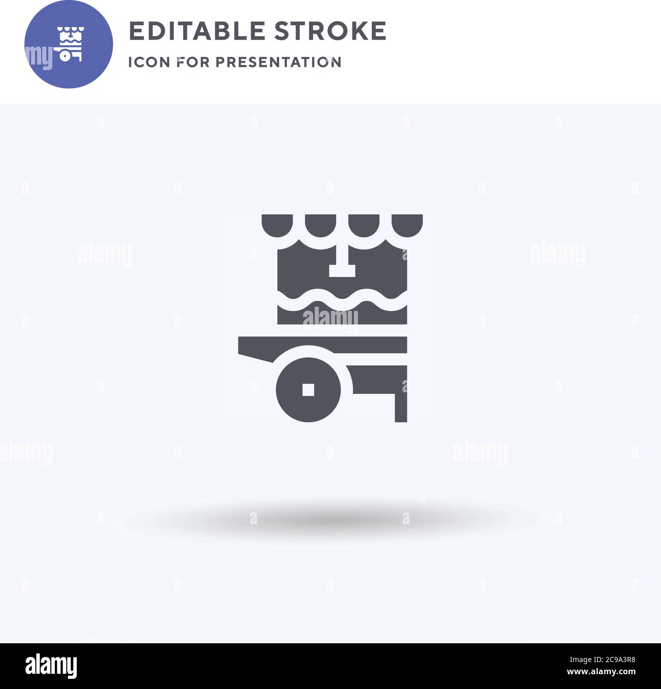 Popcorn Cart icon vector, filled flat sign, solid pictogram isolated on ...