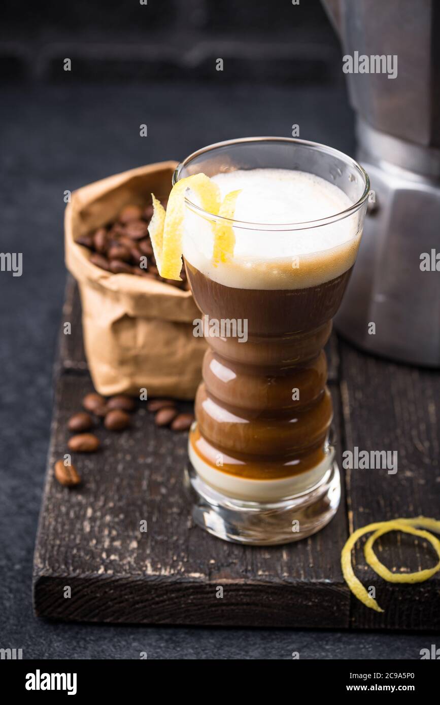 Canarian laired barraquito coffee Stock Photo - Alamy