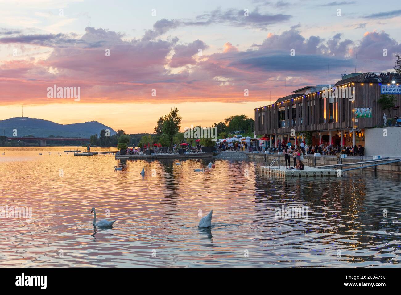 Wien, Vienna: river Neue Donau (New Danube), CopaBeach (Copa Beach ...
