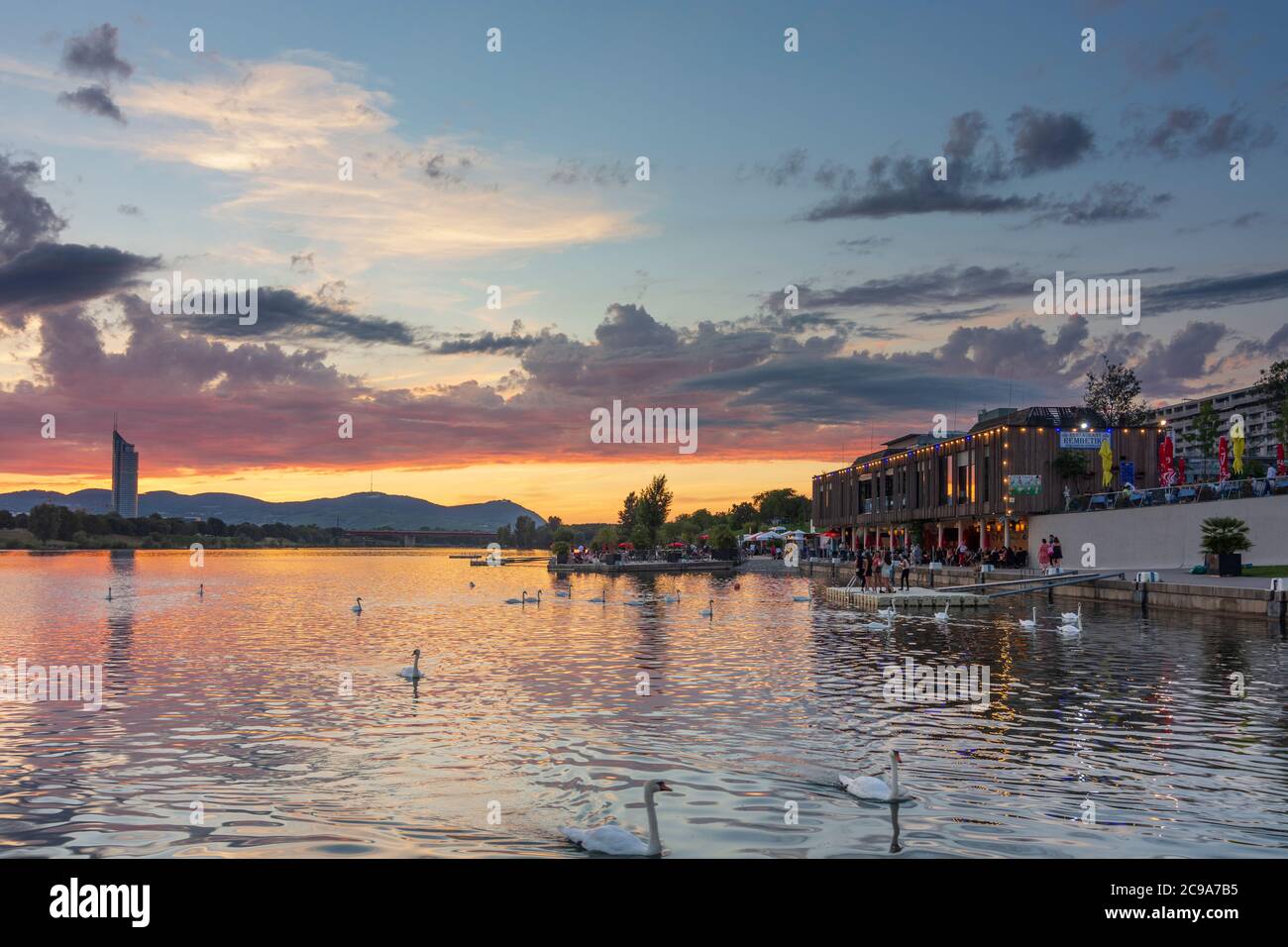 Wien, Vienna: river Neue Donau (New Danube), CopaBeach (Copa Beach ...