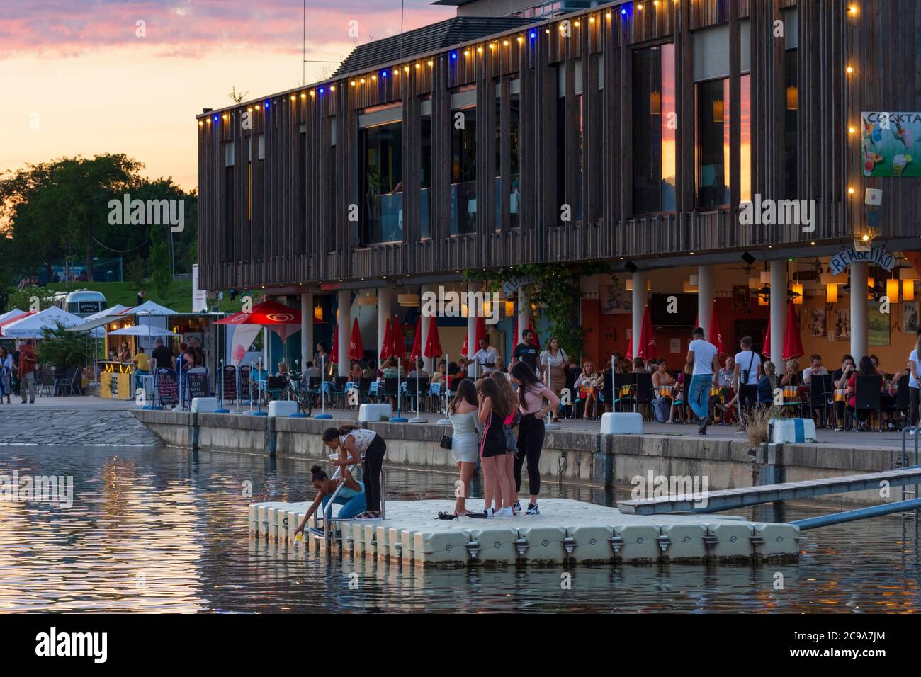 Wien, Vienna: river Neue Donau (New Danube), CopaBeach (Copa Beach ...